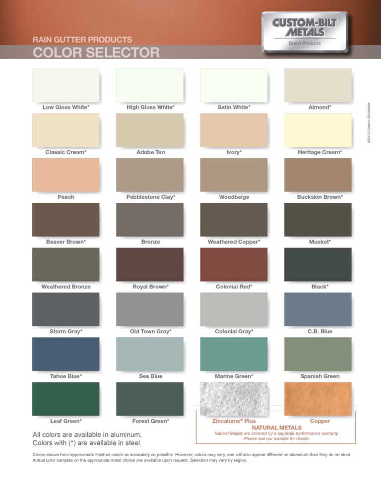 Color Chart | Gutter King Hawaii